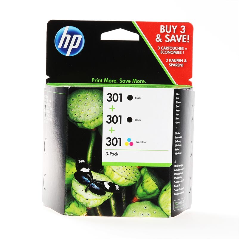 Original HP 301, E5Y87EE Tintenpatrone Multipack 2x schwarz +1x color